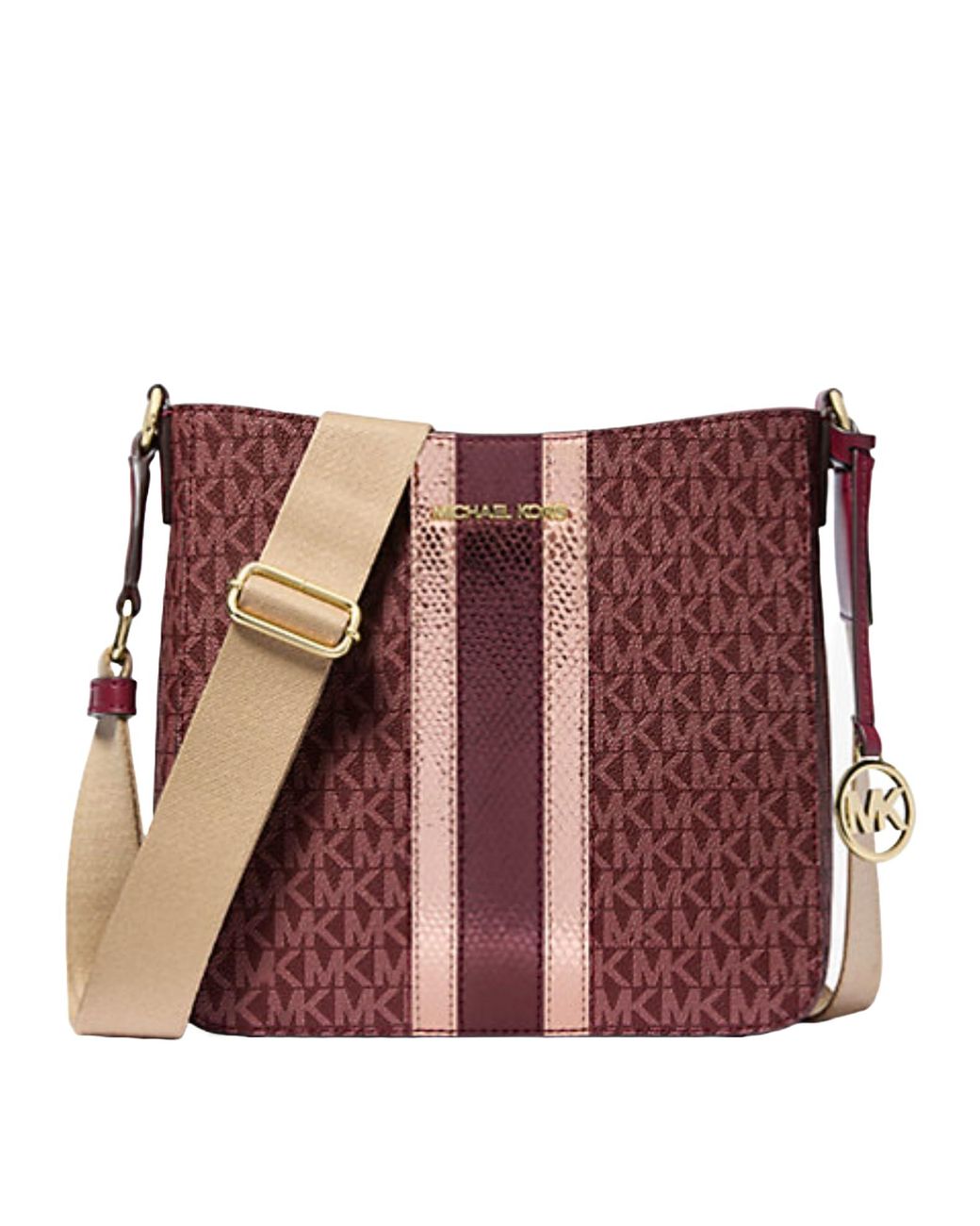 Michael Kors Jet Set Travel Small Signature Logo And Metallic Messenger Bag in Purple | Lyst UK