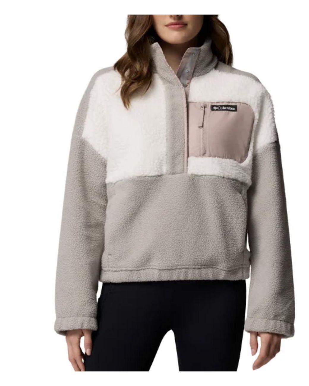 Columbia Long Sleeve Cropped Fleece Pullover in Grey | Lyst UK