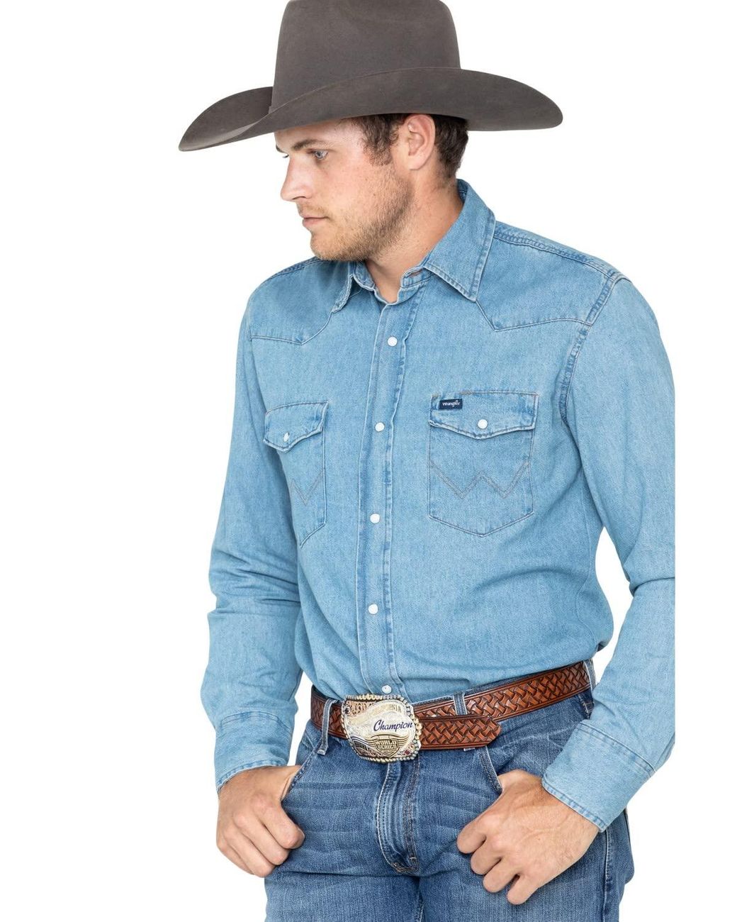 Mens Western Shirt Wrangler Men's Western Cowboy Cut Work Shirt - Long ...
