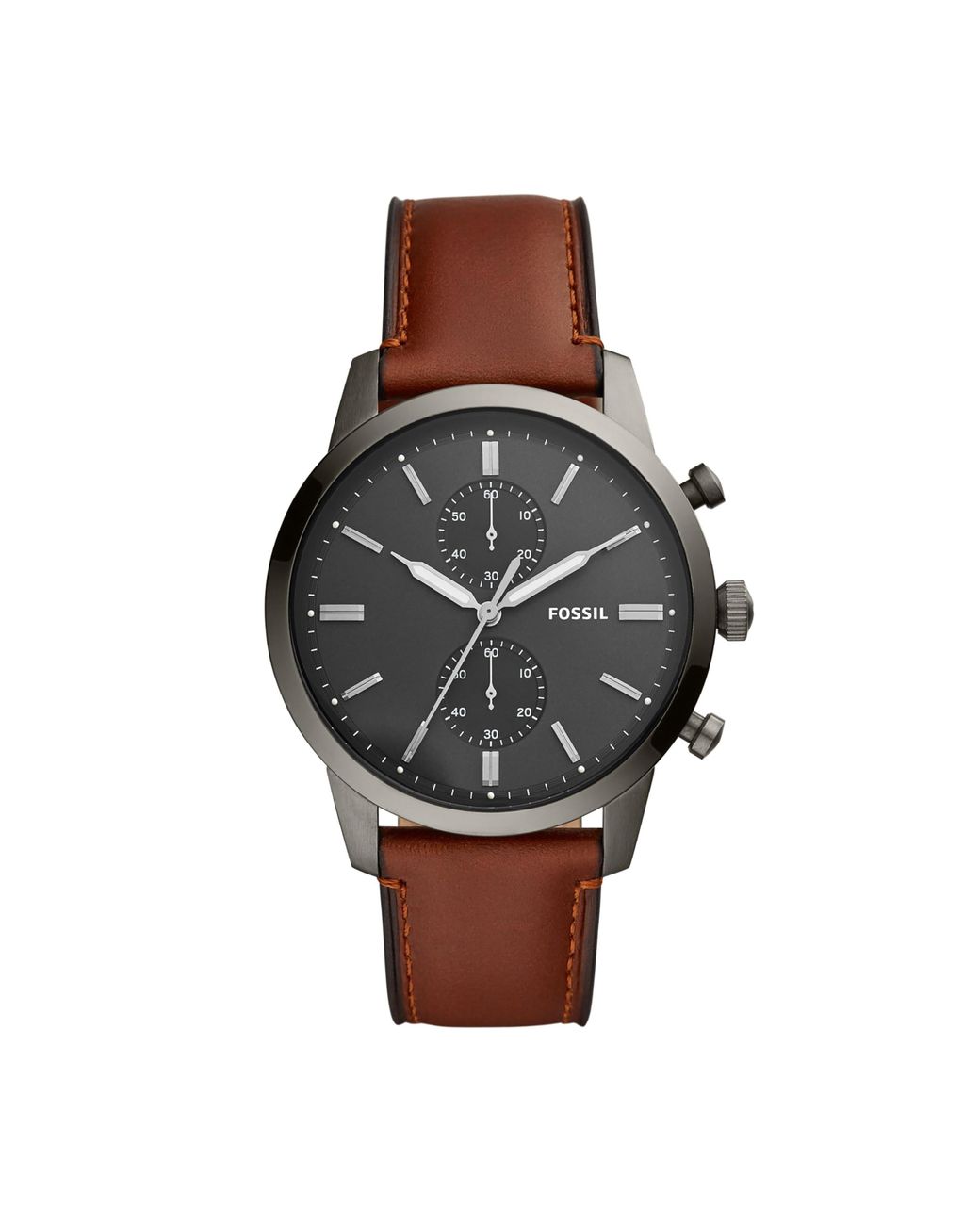 Fossil Townsman Quartz Stainless Steel And Leather Chronograph Watch in ...