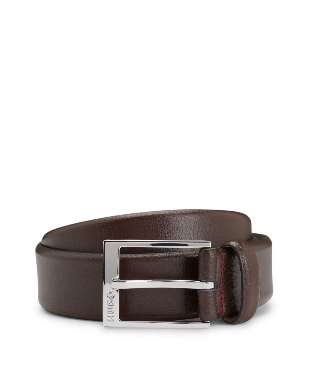 HUGO S Gellot Sz35 Grained-leather Belt With Logo-engraved Buckle in ...