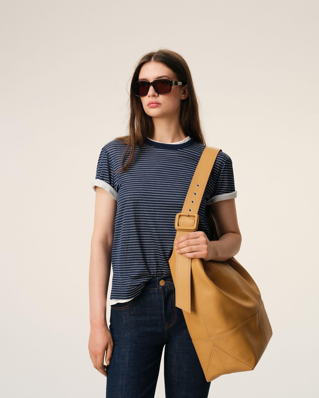 Ami Paris Soft Leather Etienne Crossbody Bag in Natural | Lyst UK