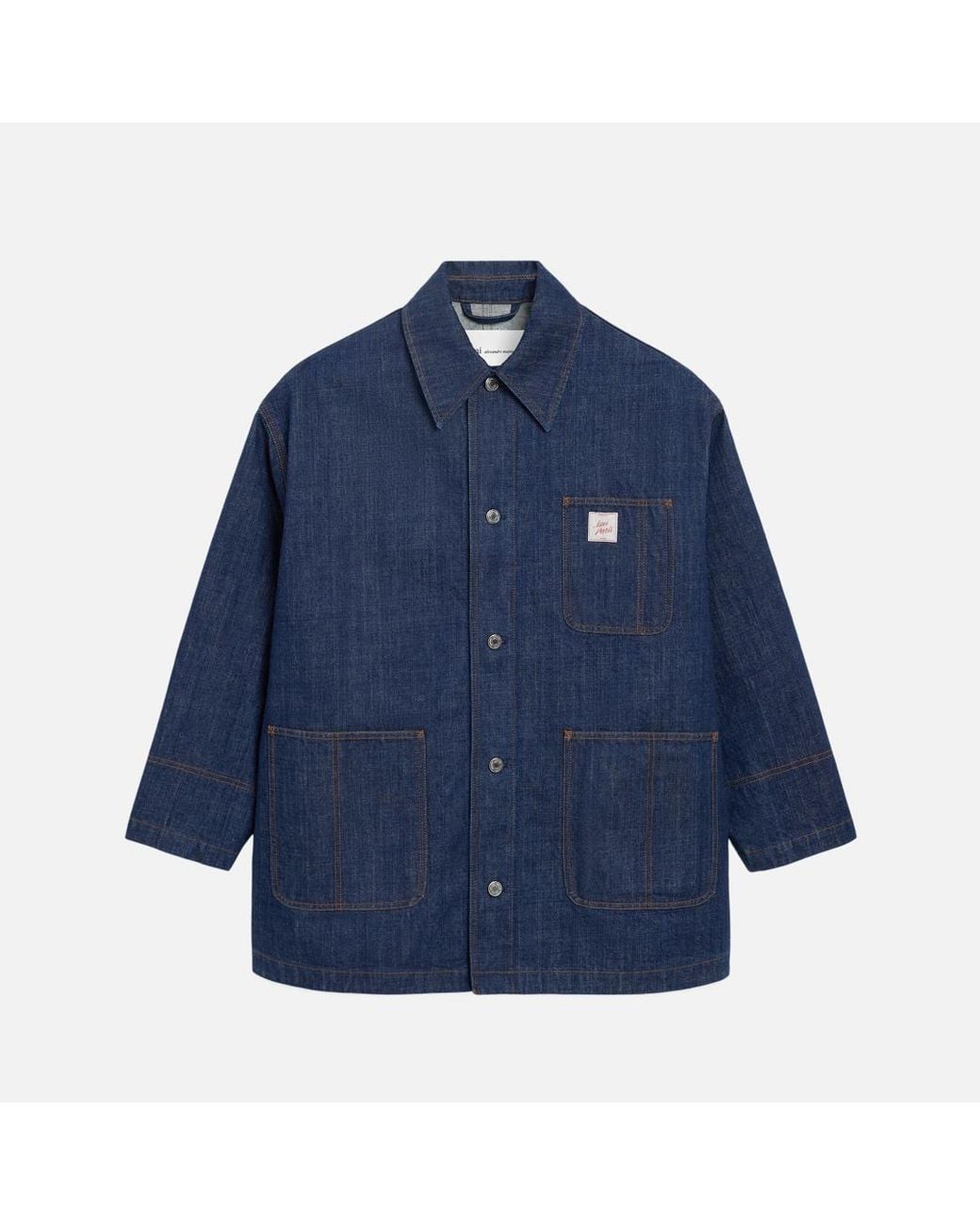 Ami Paris Cotton Heritage Label Worker Jacket in Blue | Lyst