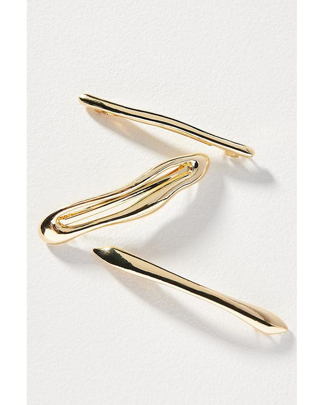 By Anthropologie Brushed Metal Barrettes, Set Of 3 in Natural | Lyst UK