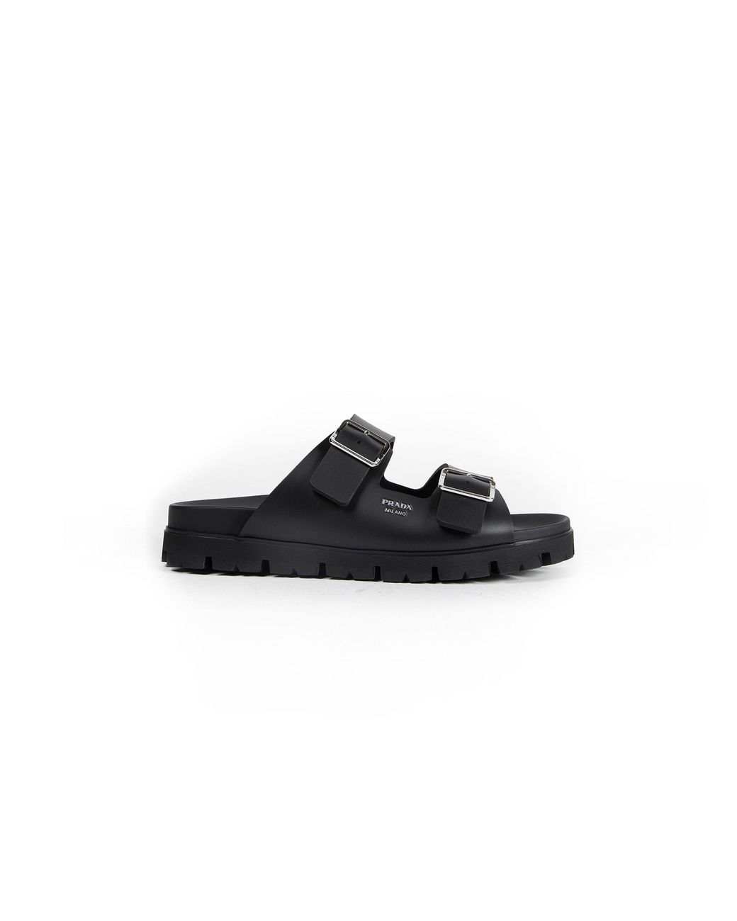 Prada Buckled Rubber Slides in Black for Men | Lyst UK