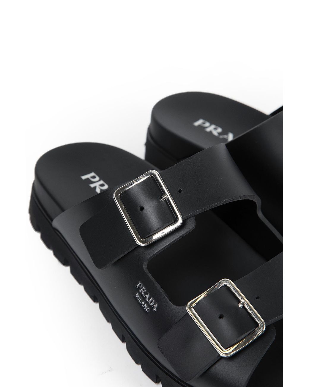 Prada Buckled Rubber Slides in Black for Men | Lyst UK