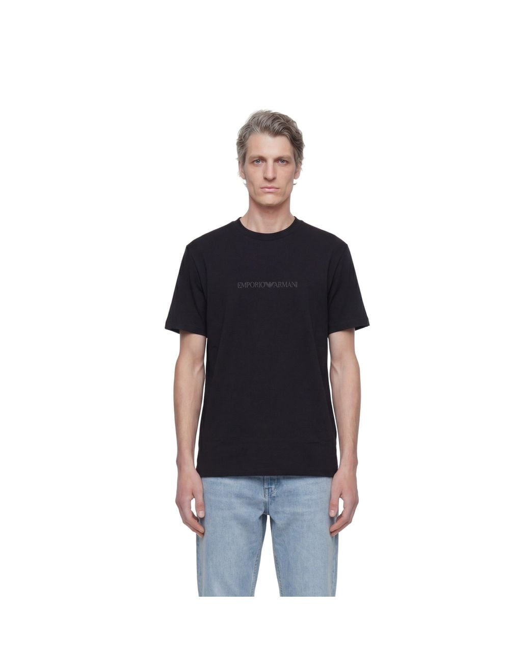Emporio Armani Pima-Jersey Logo T-Shirt in Black for Men | Lyst UK
