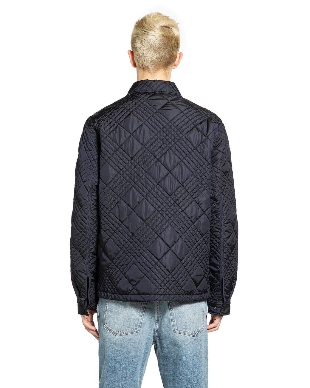 Burberry Micro Check Stitch Ramsey Jacket in Blue for Men | Lyst