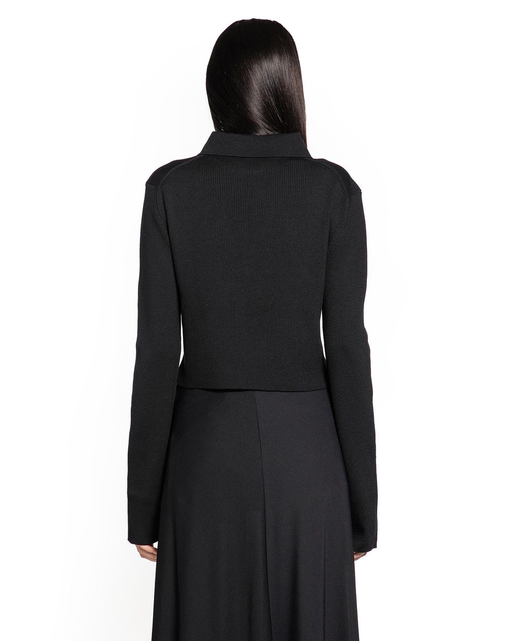 Jil Sander Polo Cardigan in Black | Lyst
