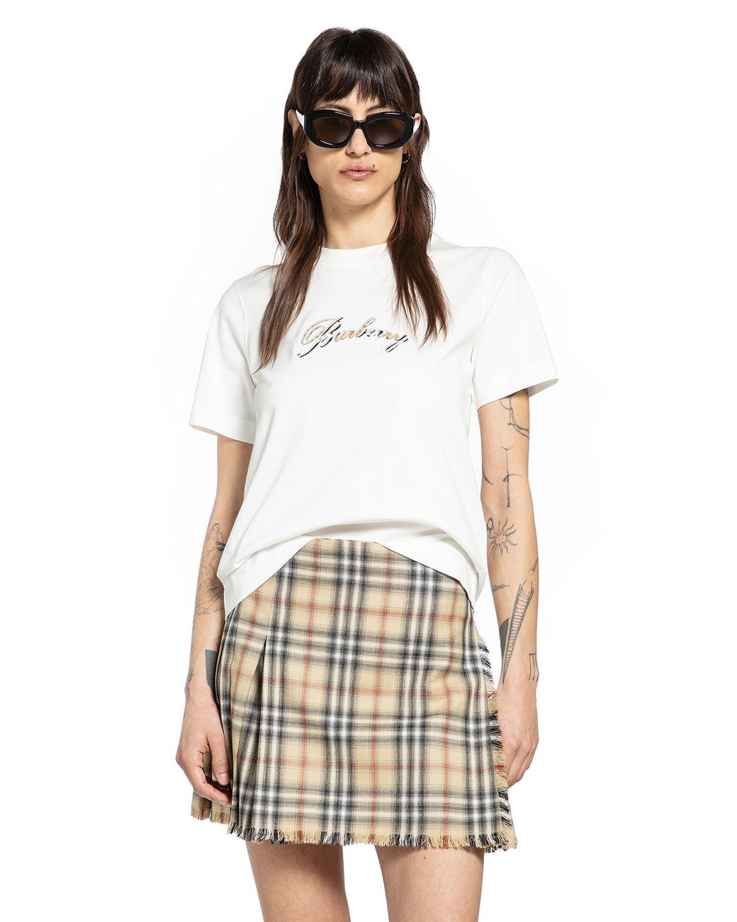 Burberry Cursive Logo Cotton T-Shirt in White | Lyst