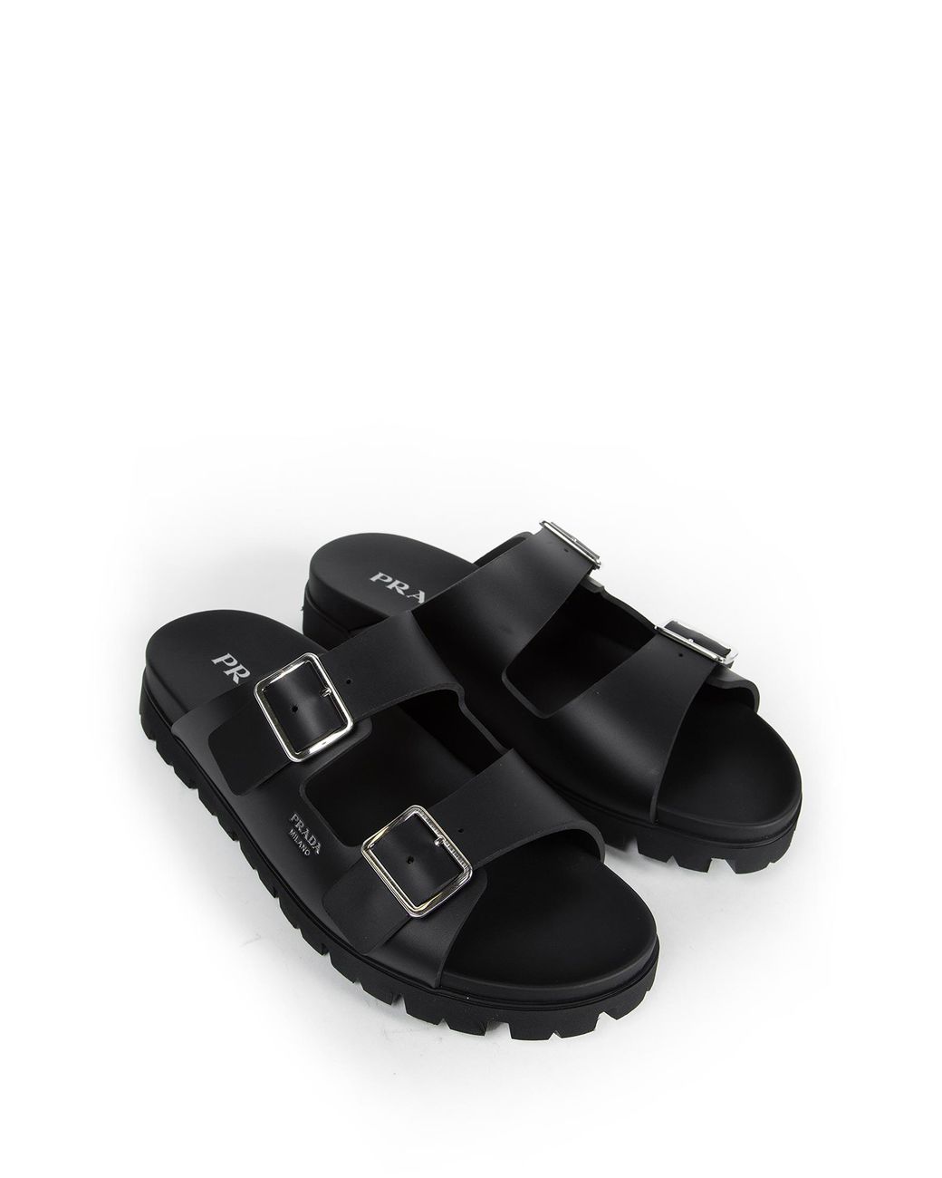 Prada Buckled Rubber Slides in Black for Men | Lyst UK
