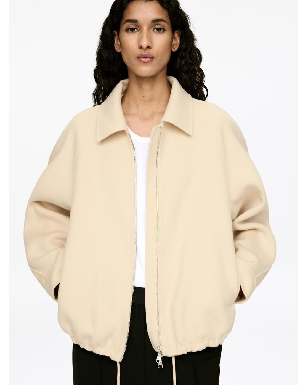 ARKET Wool-Blend Doublé Jacket in Natural | Lyst UK