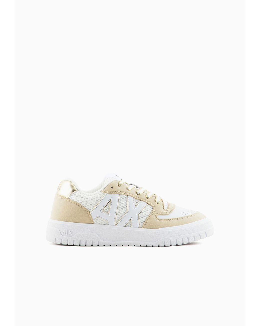 ARMANI EXCHANGE Official Store Two-Tone Sneakers With Logo in White | Lyst