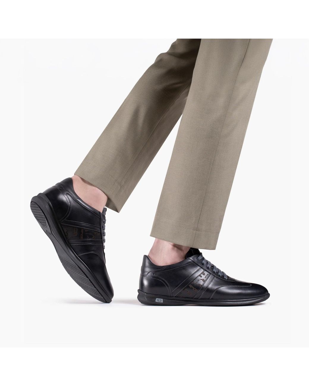 Armos Dark Leather Sneaker in Blue for Men | Lyst