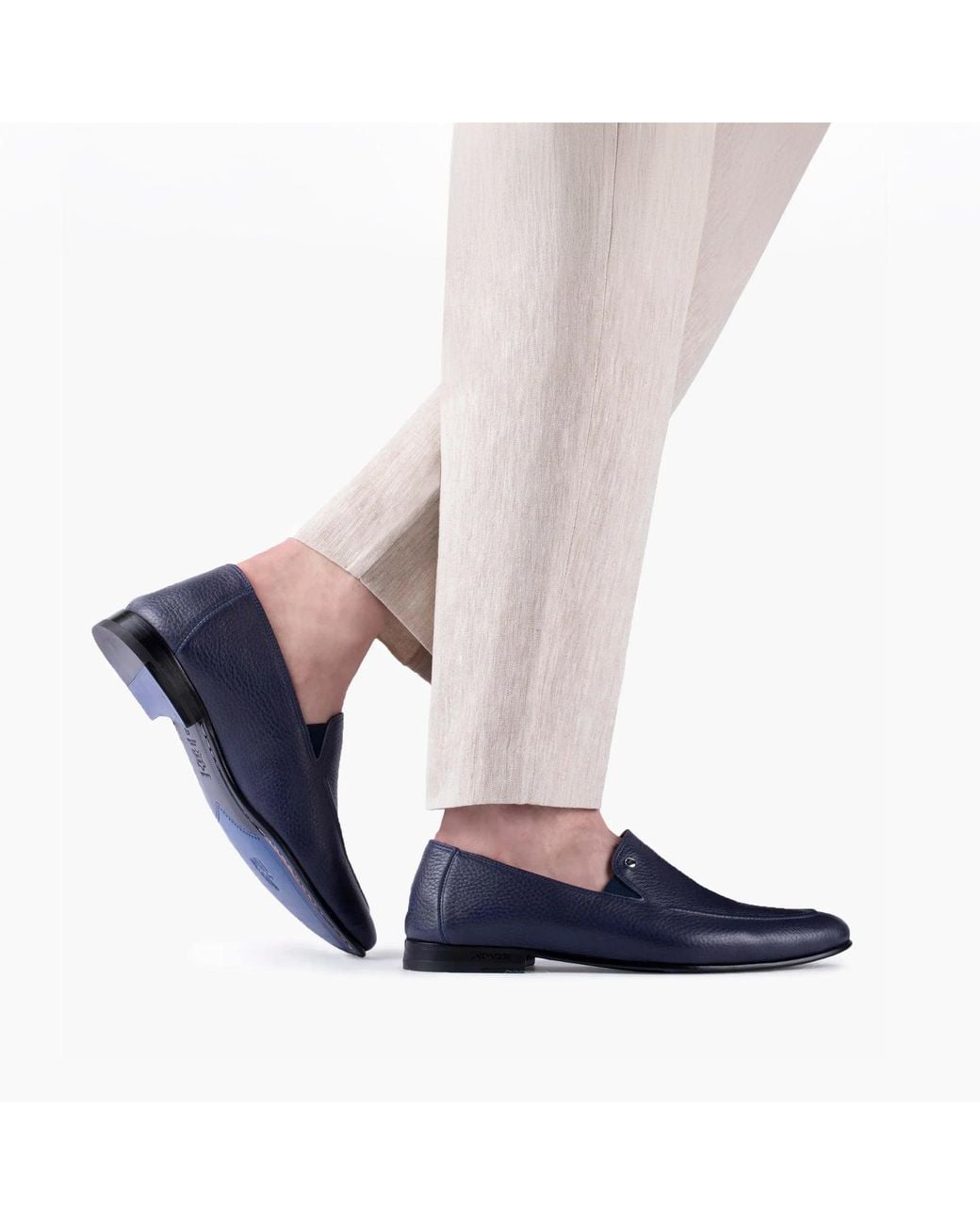 Armos Leather Loafer in Blue for Men | Lyst