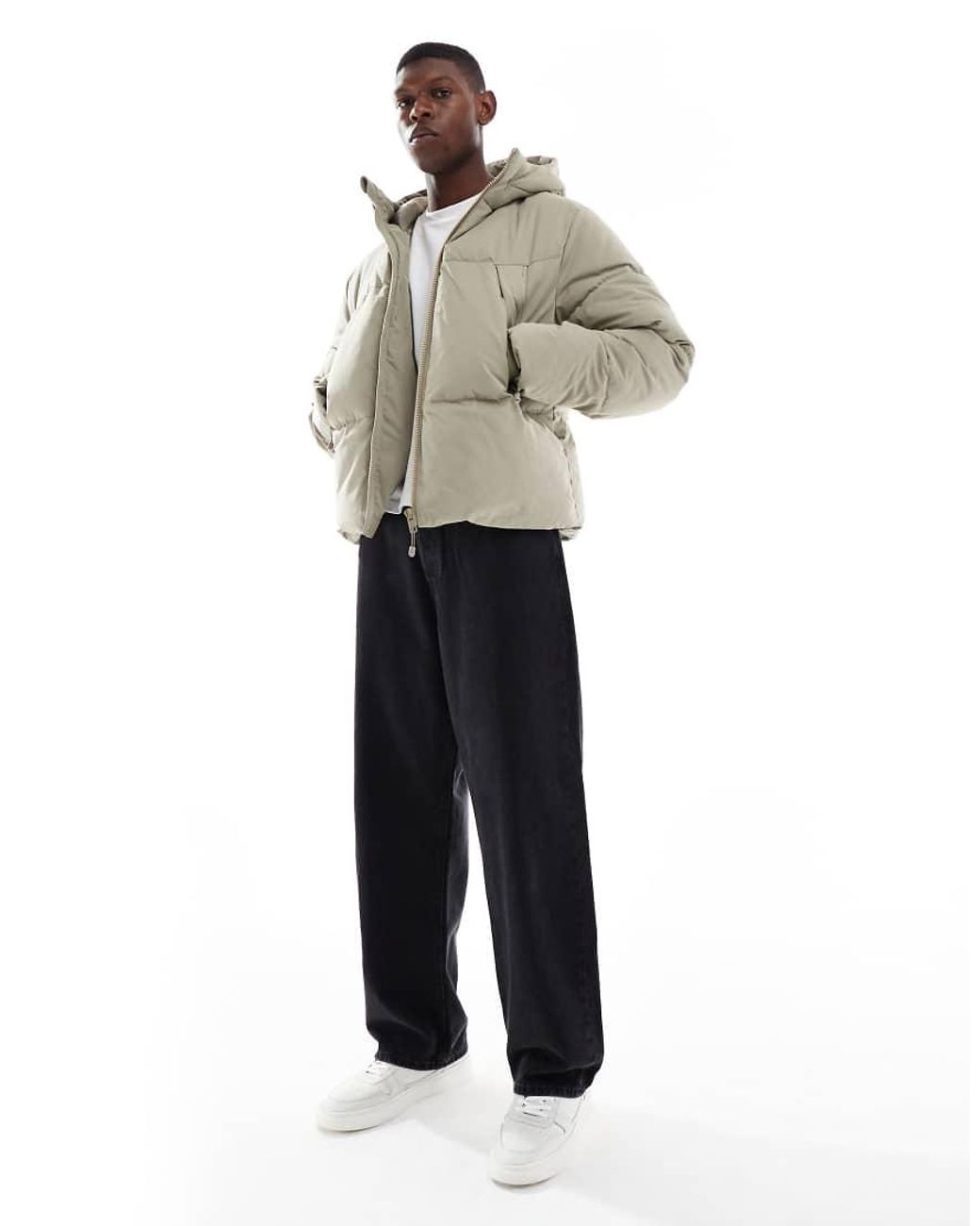 ASOS Puffer Jacket in Natural for Men | Lyst UK