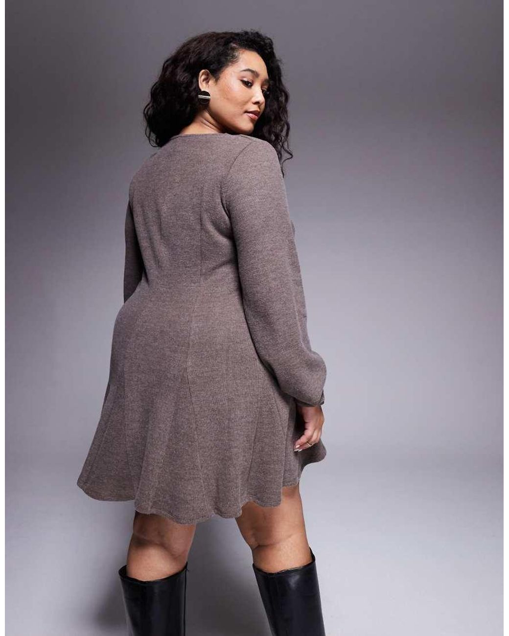 ASOS Asos Design Curve Supersoft V Front Fit And Flare Mini Dress in ...