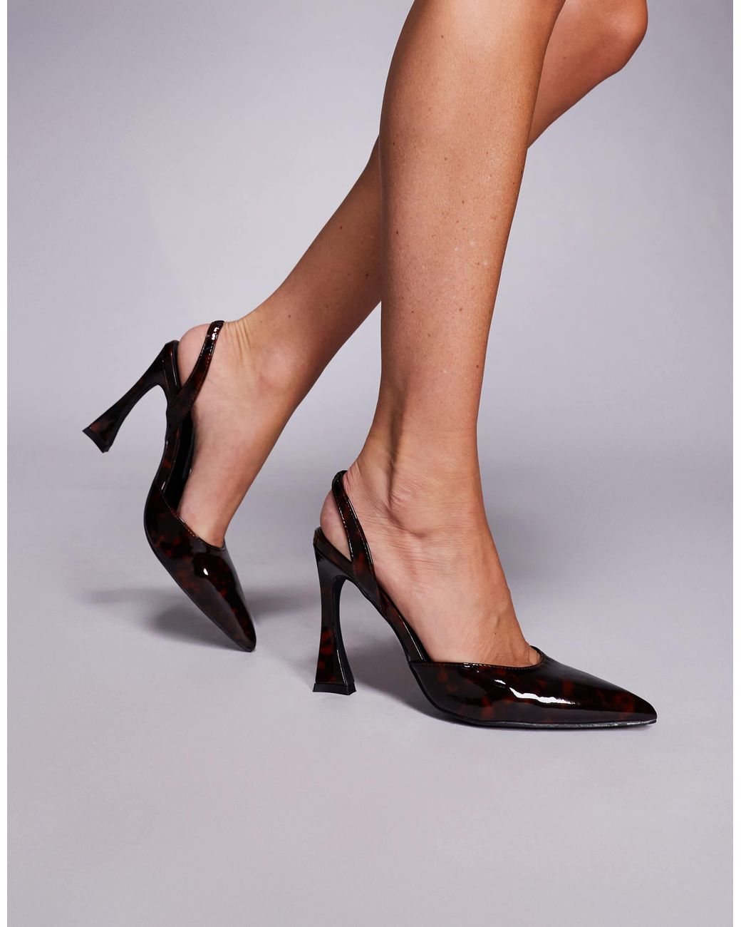 Public Desire Slow Burn Curved Heel Shoes in Brown | Lyst