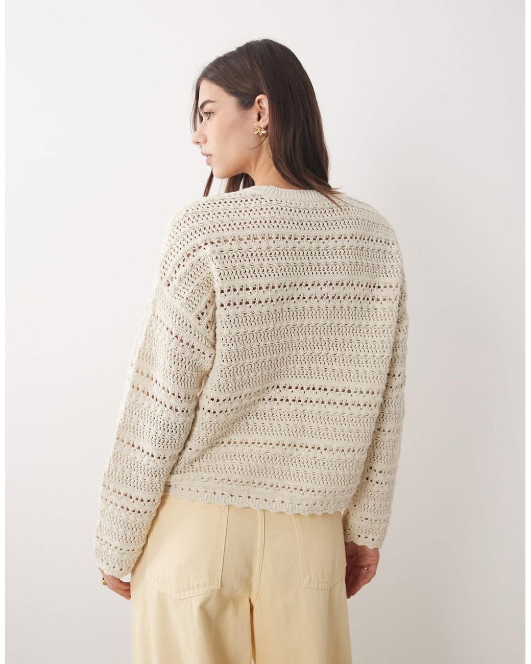 Abercrombie & Fitch Crochet Boho Jumper in Natural | Lyst