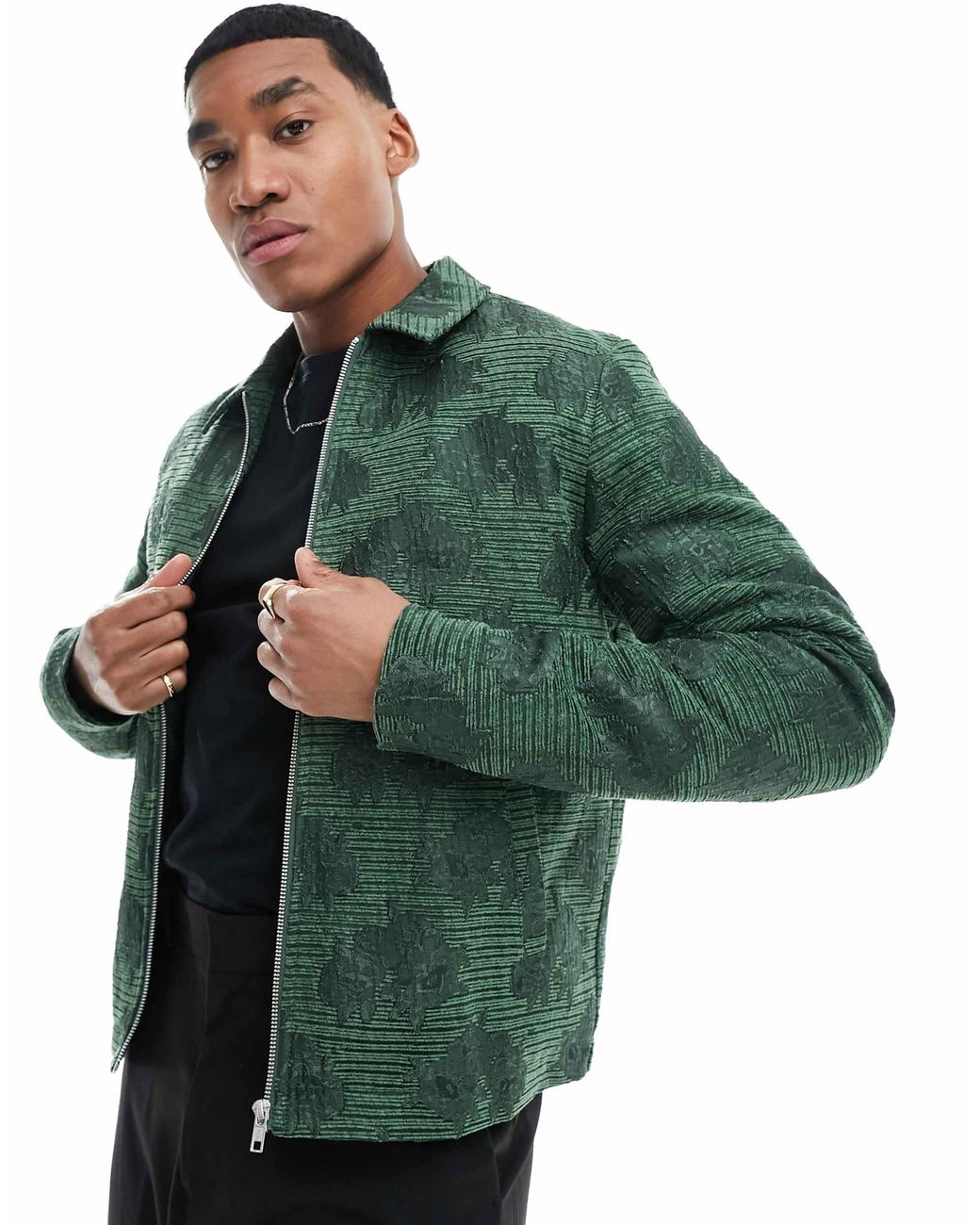 ASOS Floral Embroidered Harrington Jacket in Green for Men | Lyst