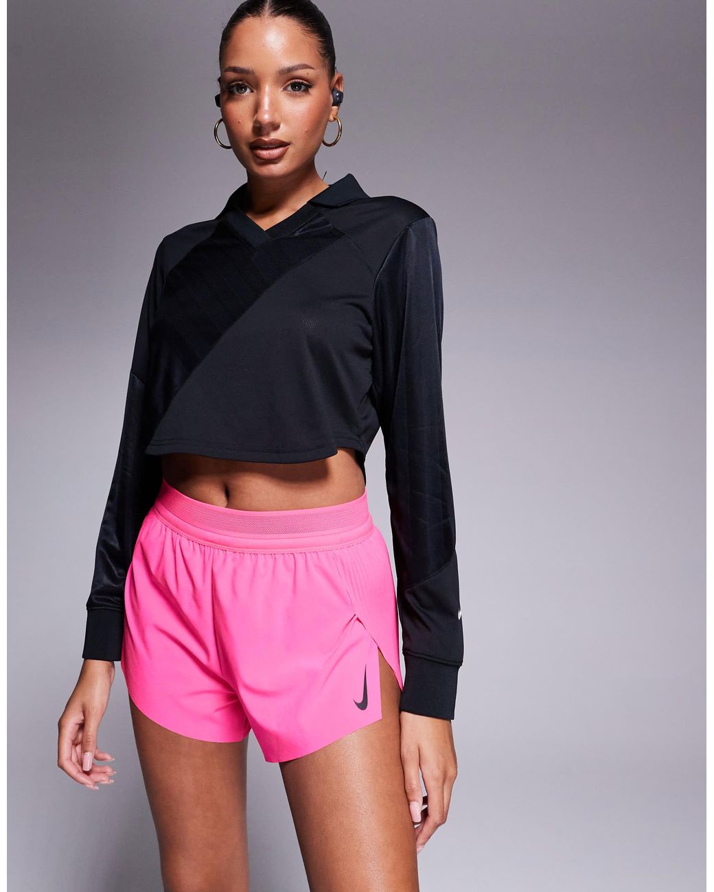 Nike Aeroswift 3 Inch Pleated Shorts in Pink | Lyst