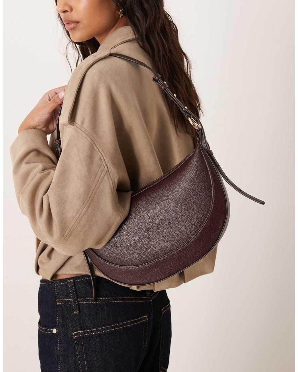 Mango Classic Half Moon Shoulder Bag Bag in Brown | Lyst UK