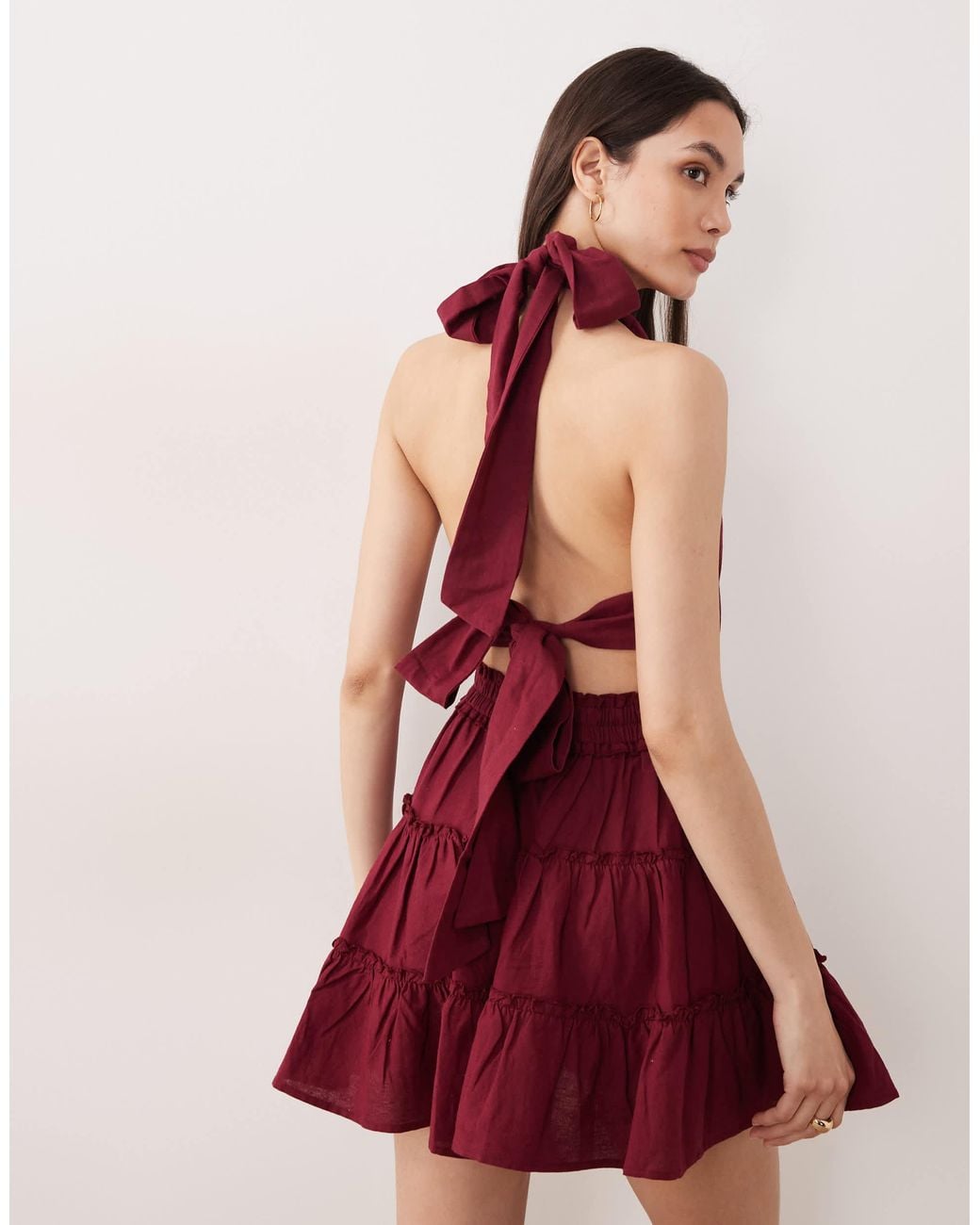 esmé studios Halter Mini Beach Dress in Red | Lyst