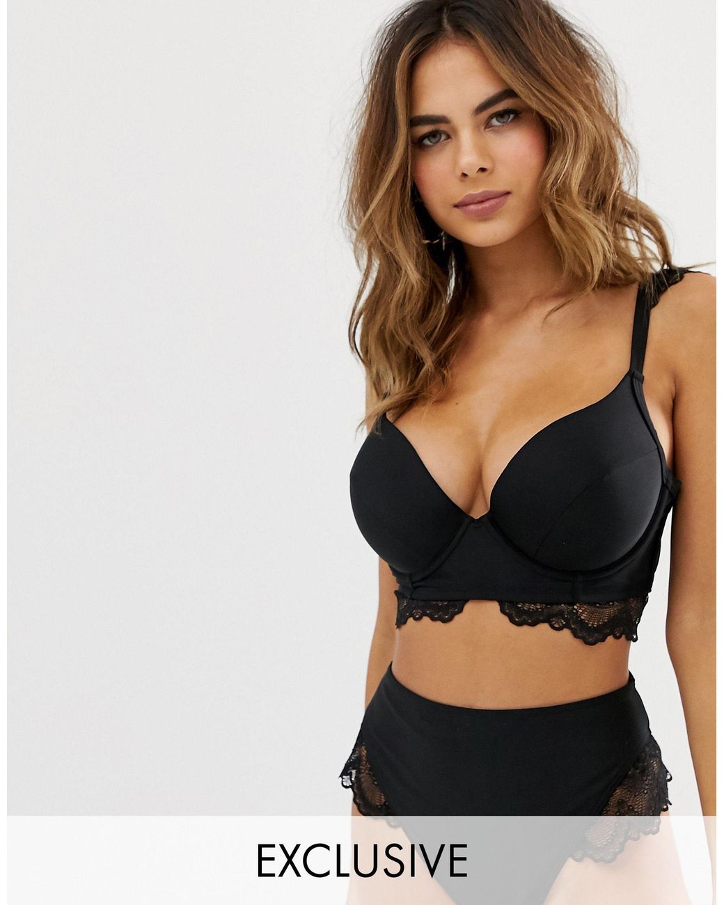 Wolf & Whistle Fuller Bust Exclusive Lace Underwired Bikini Top in Black | Lyst