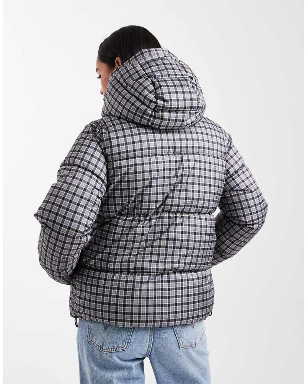 Hollister High Neck Puffer Jacket in Blue | Lyst UK