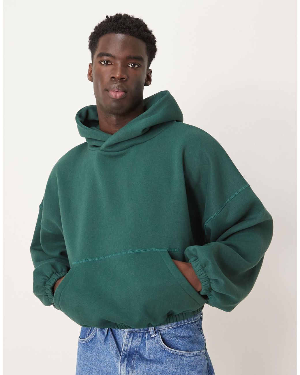 ASOS Extreme Oversized Boxy Hoodie With Underarm Panels in Green for ...