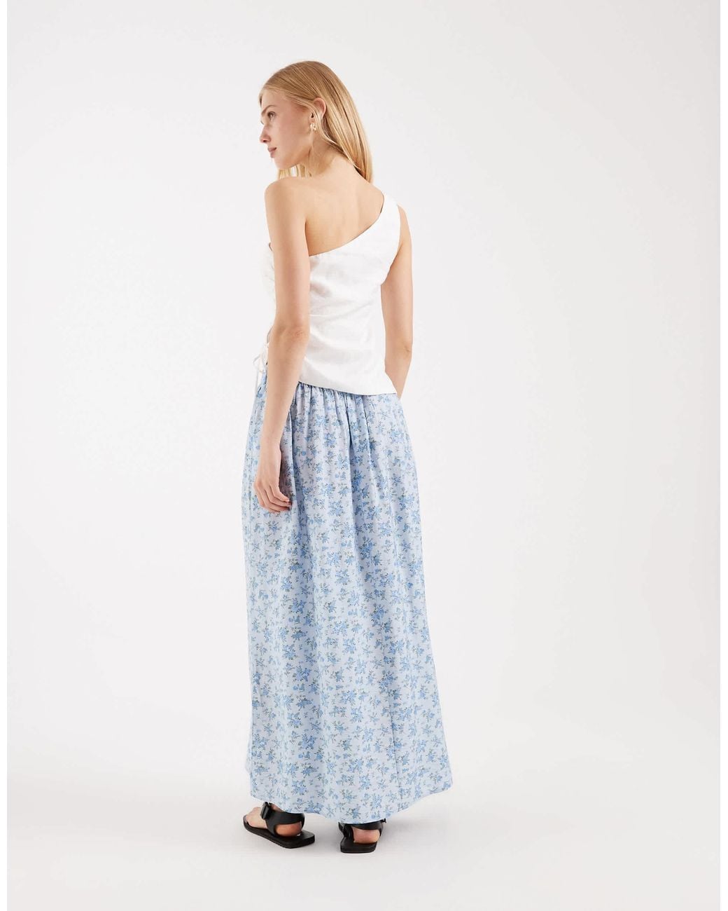 Vero Moda Full Woven Midi Skirt in Blue | Lyst