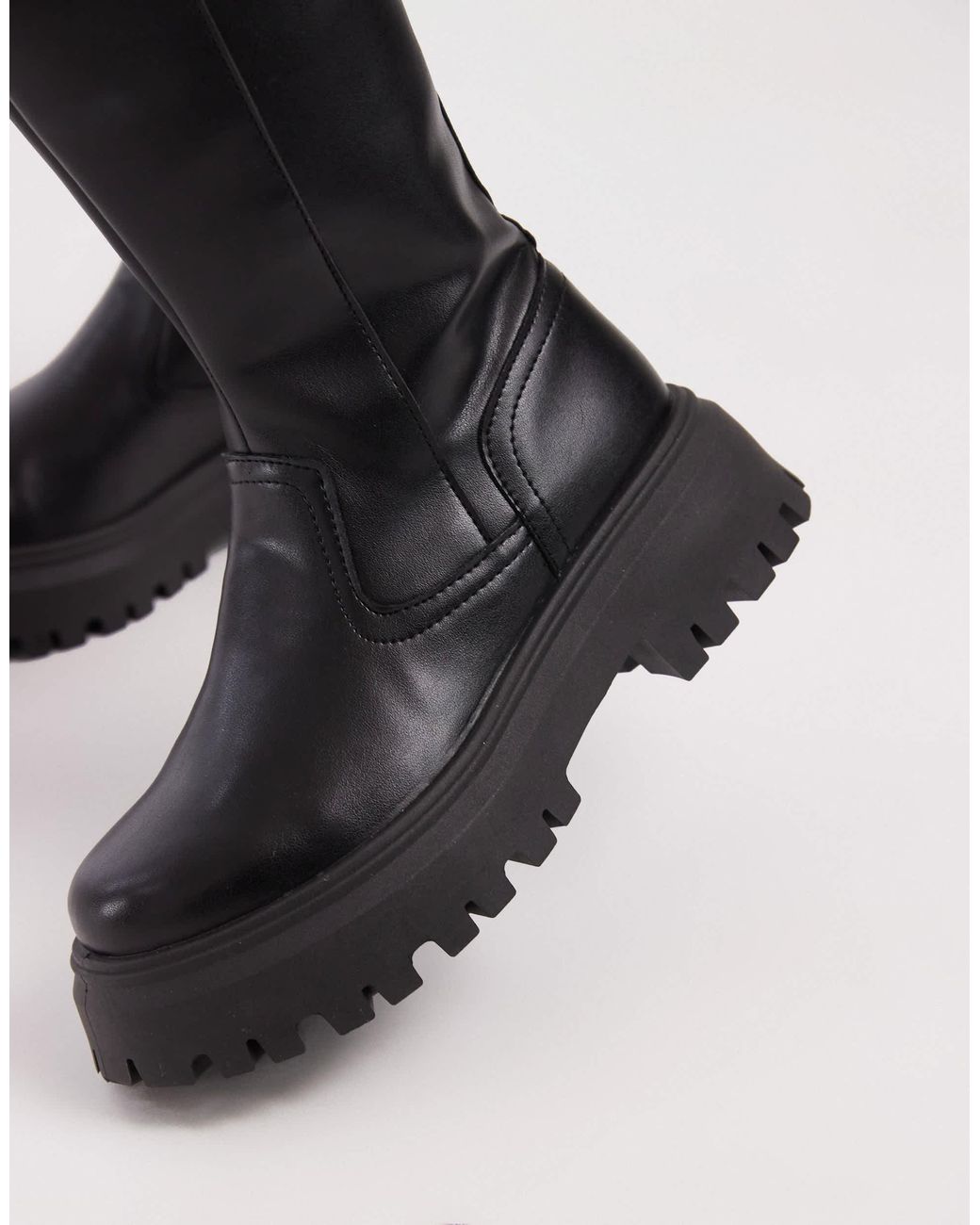 schuh Dianna Wide Fit Chunky Knee Boots in Black | Lyst