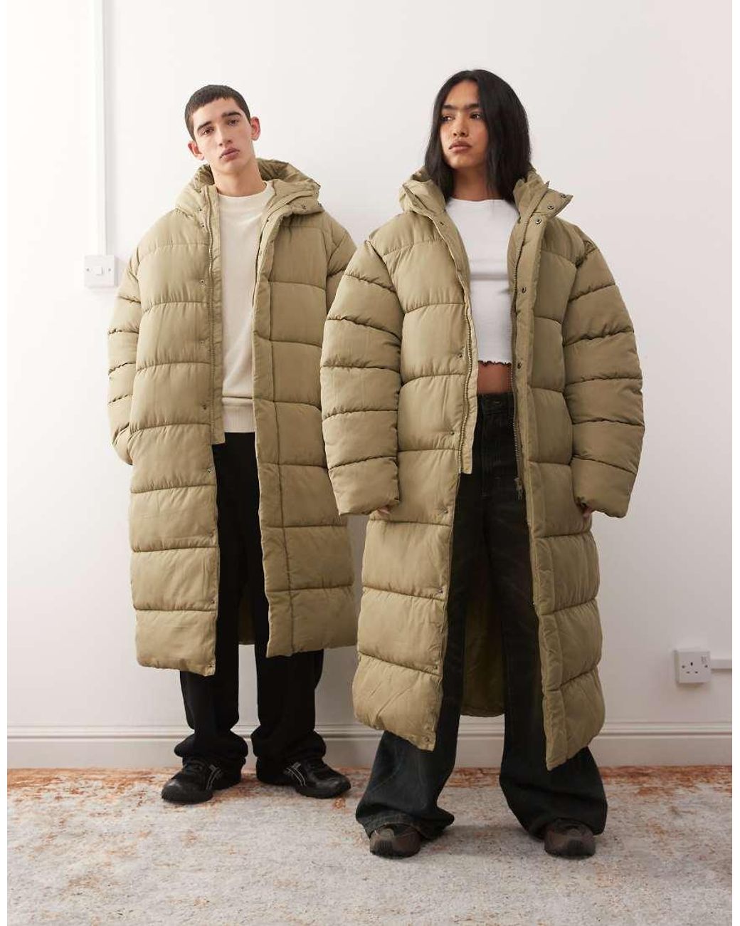 Collusion Unisex Maxi Puffer Coat in Natural | Lyst UK
