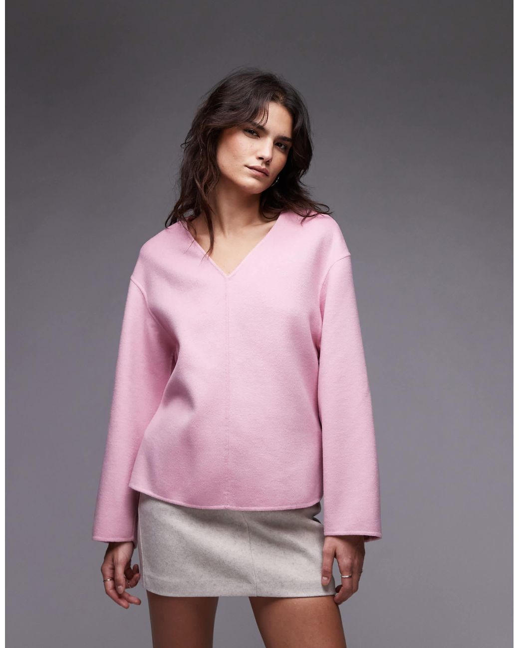 ARKET Light Double Wool Cocoon Top With Long Sleeves in Pink | Lyst