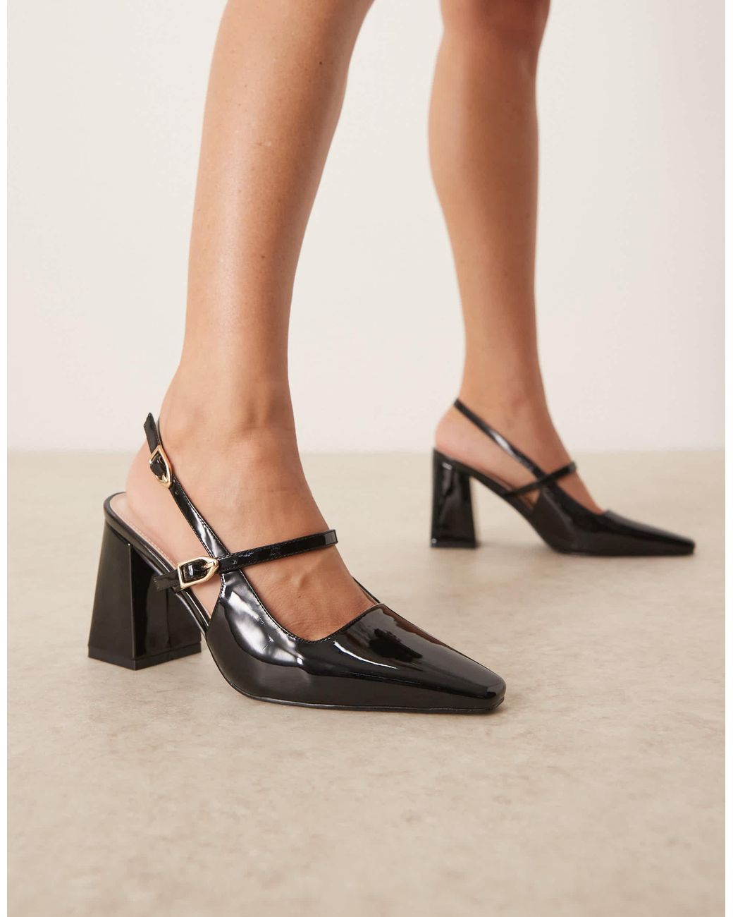 Raid Siya Block Heeled Shoes With Pointed Toe in Natural | Lyst