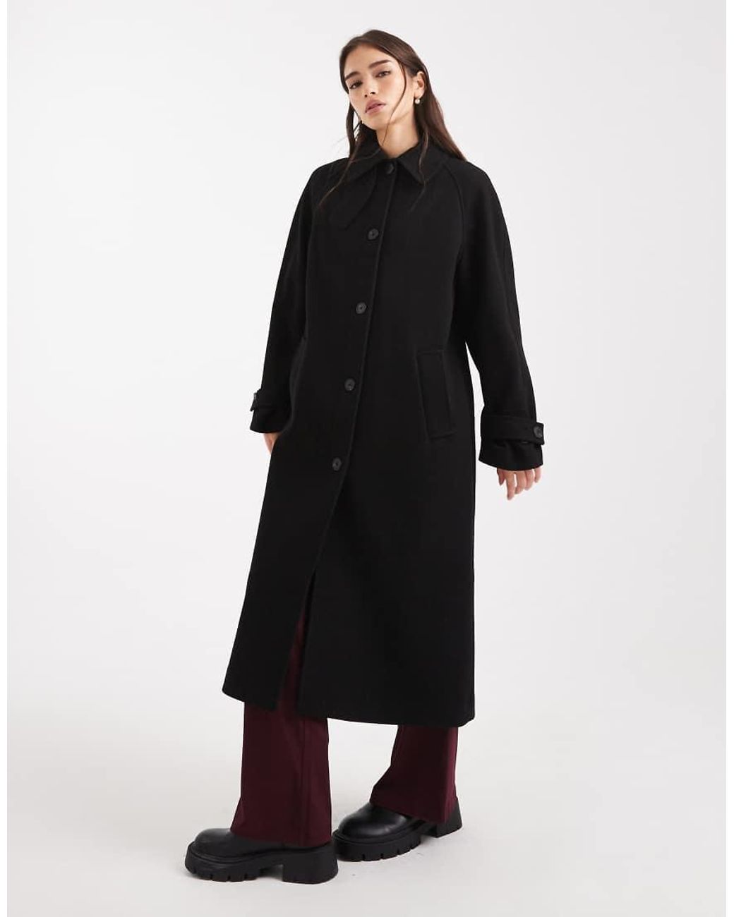 ASOS Longline Car Coat in Black | Lyst UK