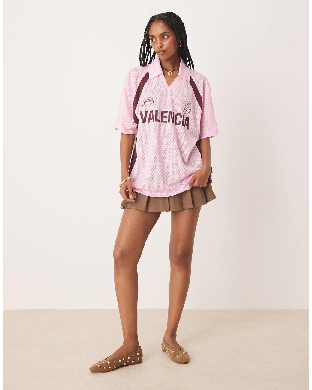 ASOS Oversized Rugby T-shirt With Valencia Graphic in Pink | Lyst Canada
