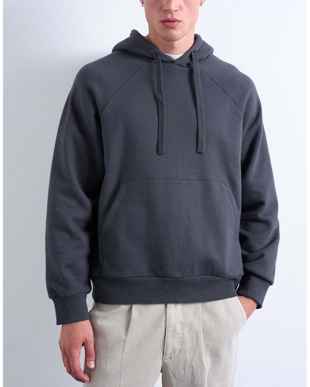 TOPMAN Boxy Fit Hoodie in Blue for Men | Lyst UK