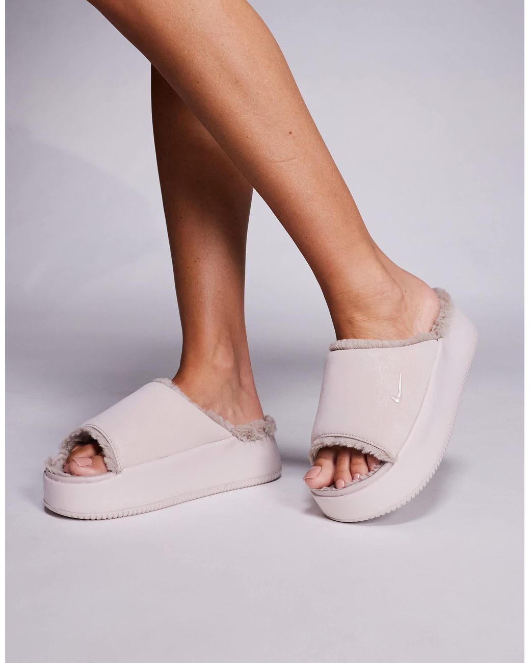 Nike Calm Platform Cozy Slides in Pink | Lyst