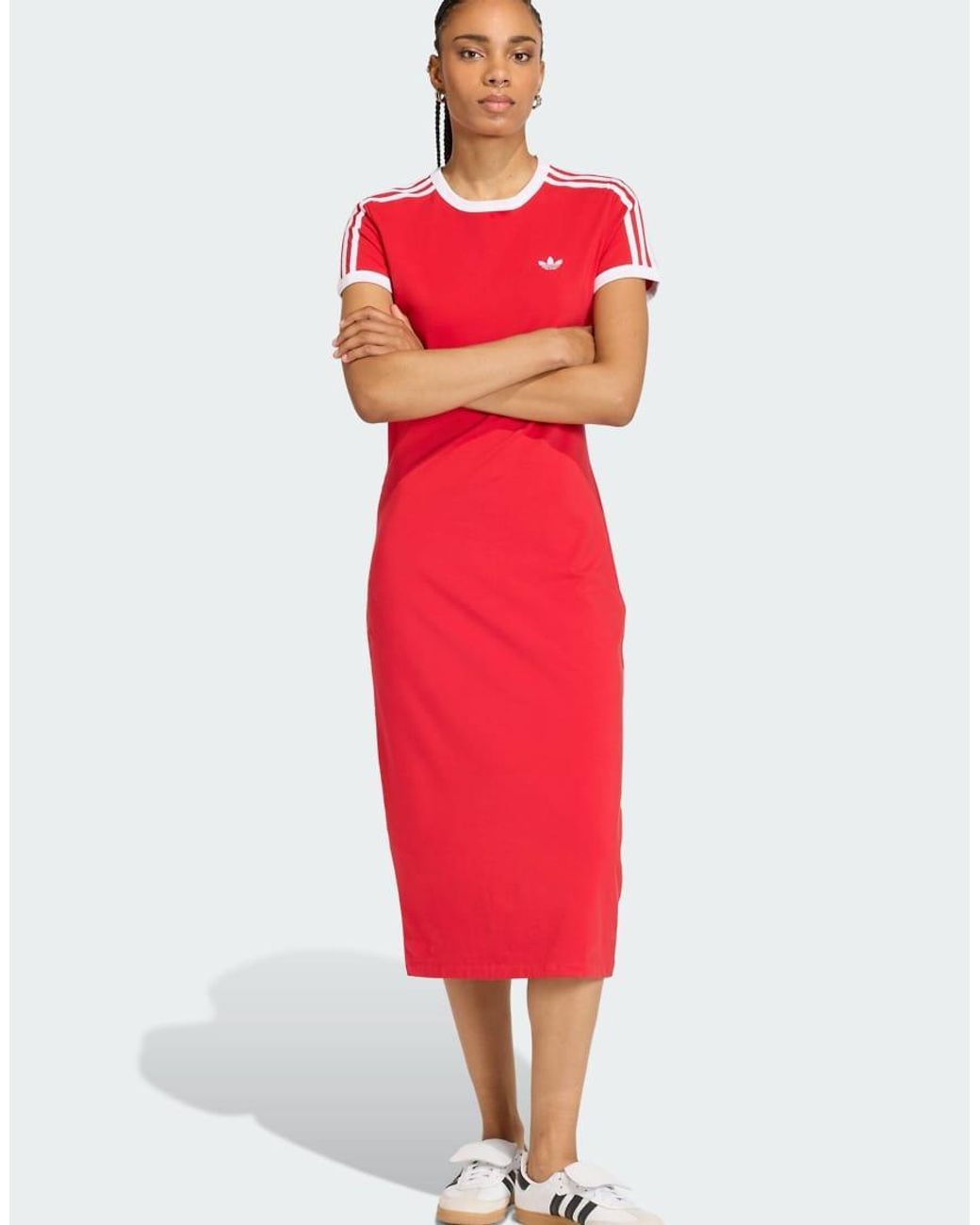 adidas Originals 3 Stripes Dress (Slim) in Red | Lyst UK