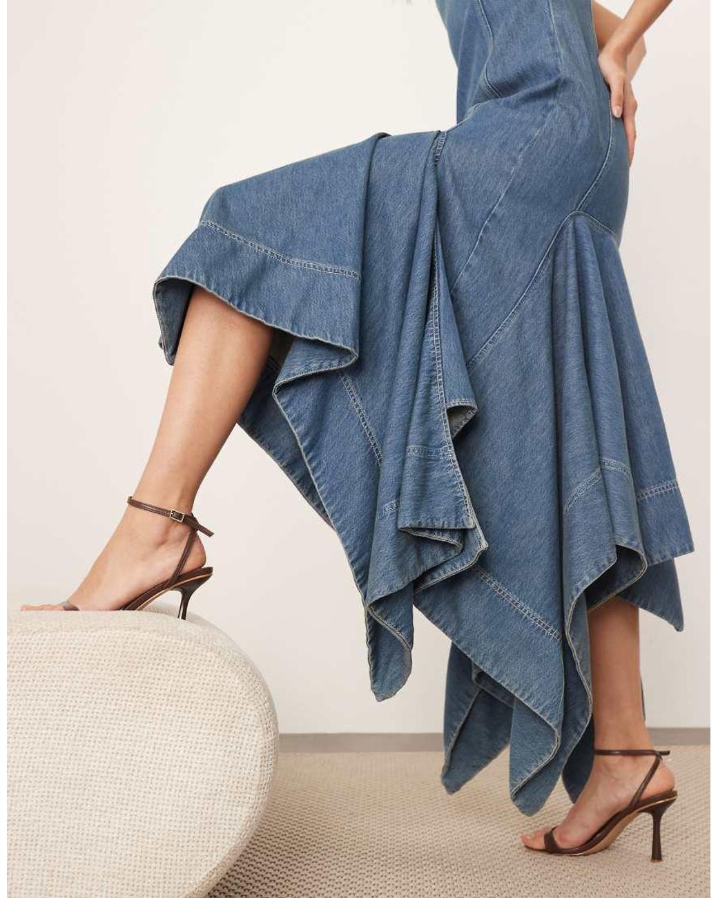 ARRANGE Square Cut Midi Dress in Blue | Lyst UK