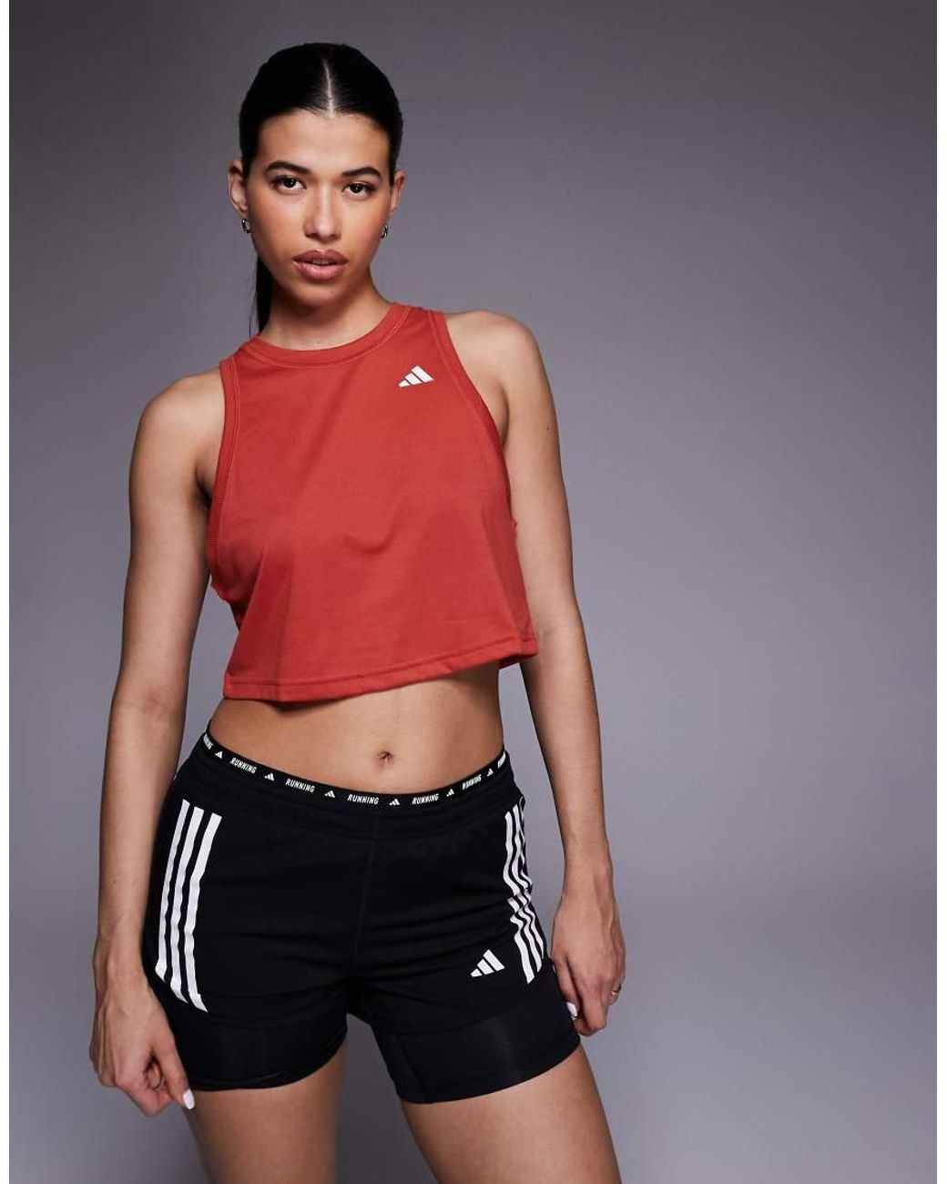 adidas Originals Adidas Training Cropped Tank in Red | Lyst UK