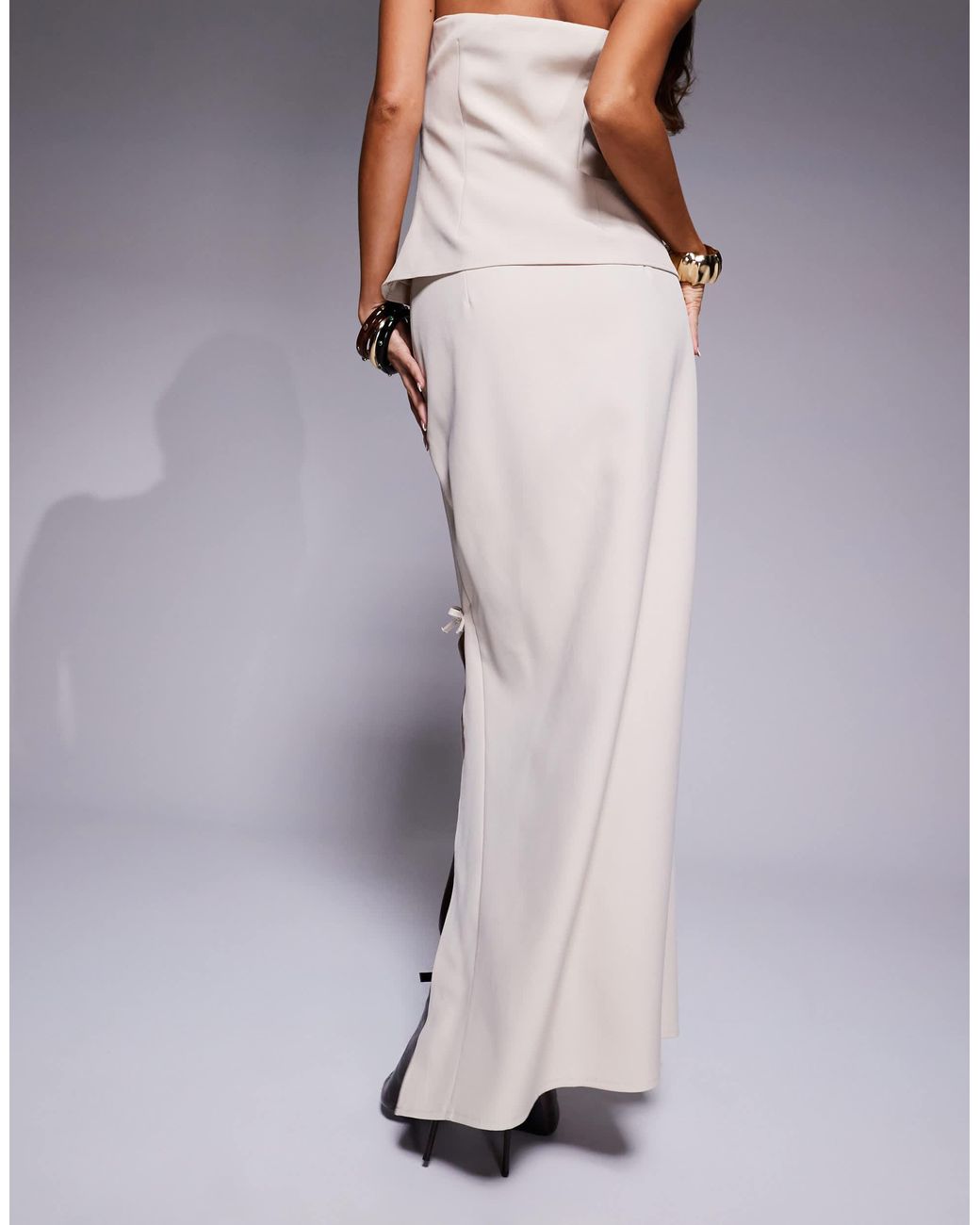 Kaiia Exclusive Tailored Side Split Bow Detail Maxi Skirt Co-ord in ...
