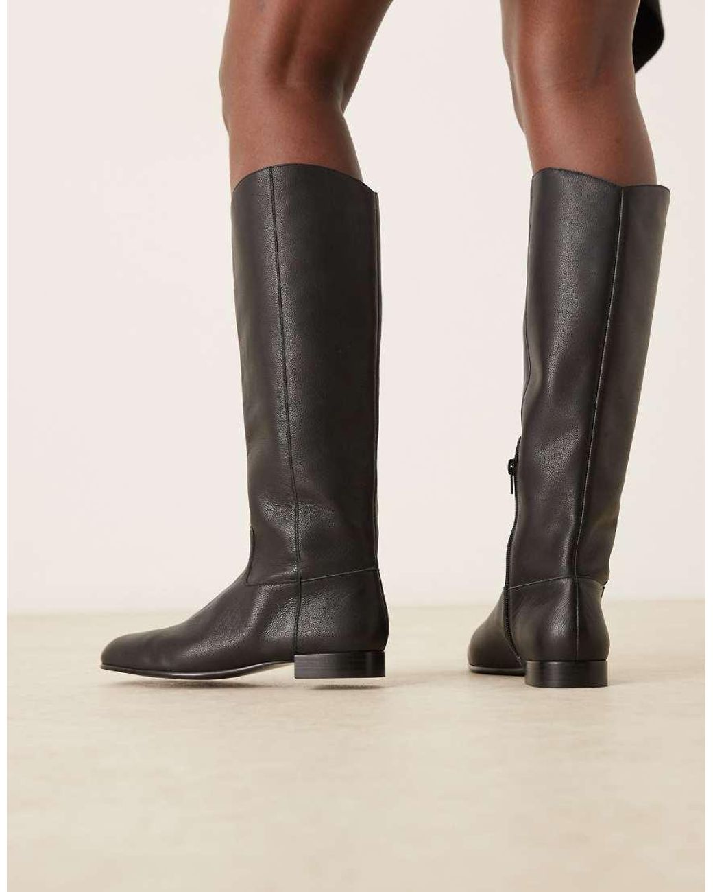 Mango Classic Leather Boot in Black | Lyst UK