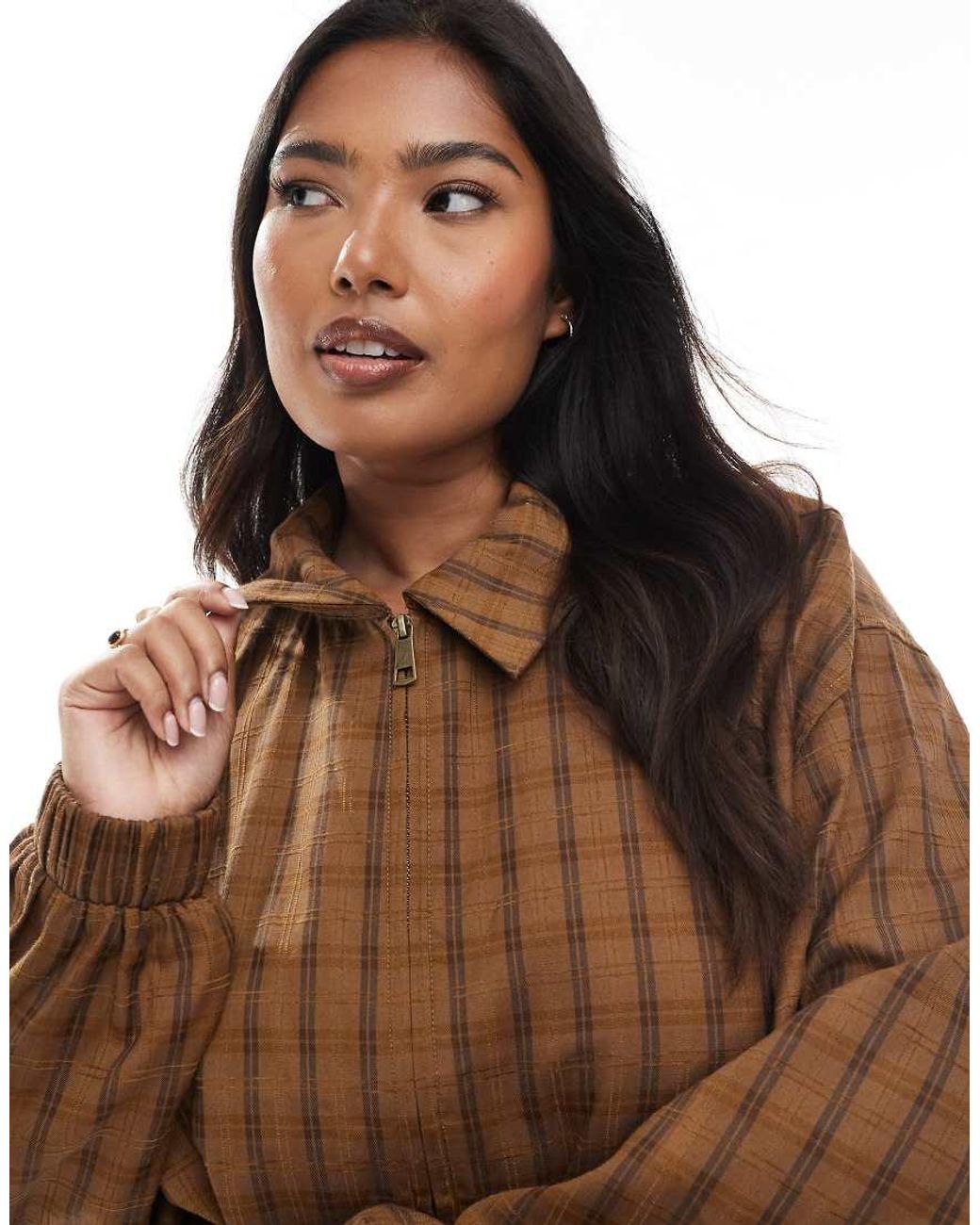 ASOS Asos Design Curve Bubble Hem Jacket Co-ord in Brown | Lyst UK