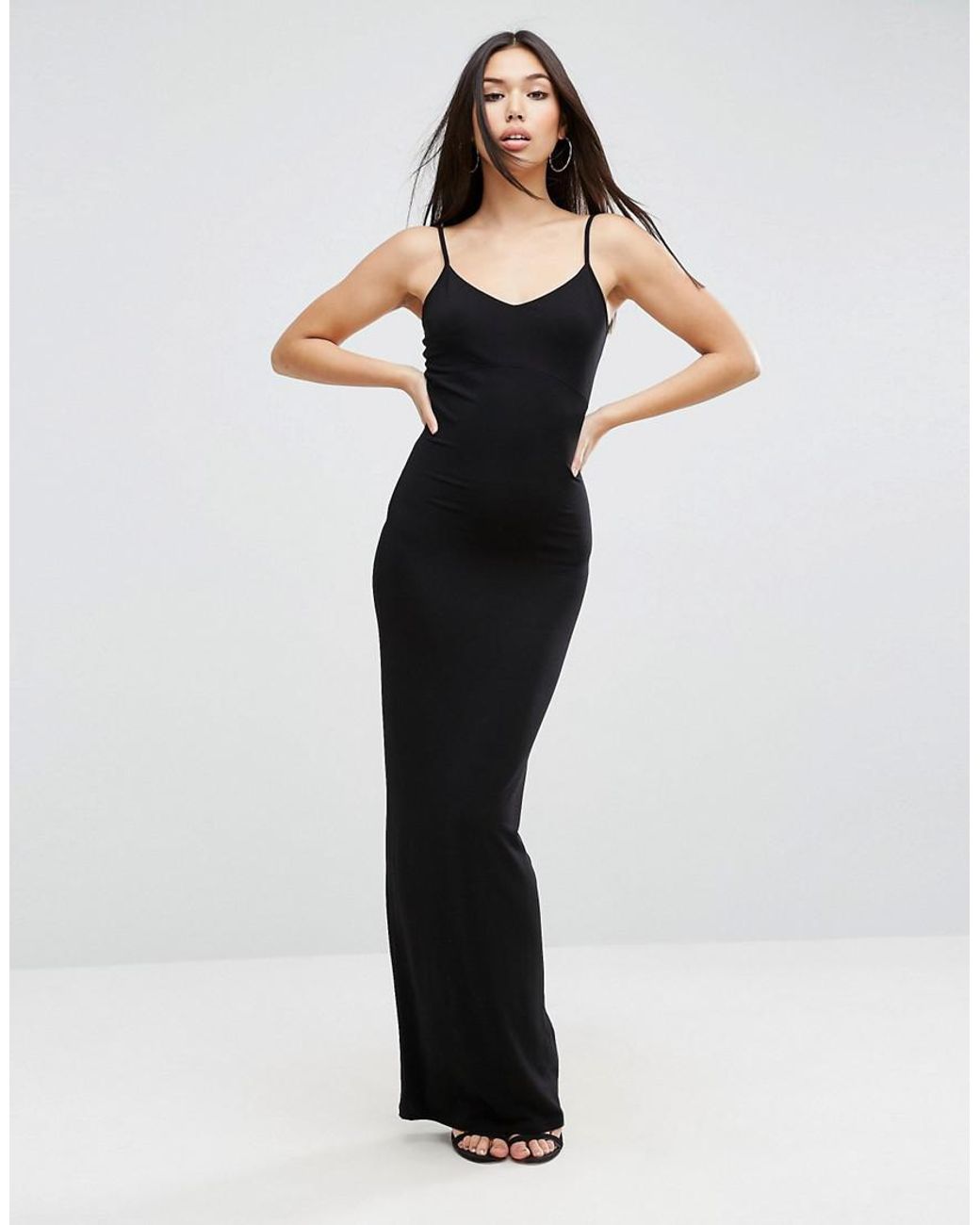 Asos Maxi Cami Bodycon Dress In Black Lyst