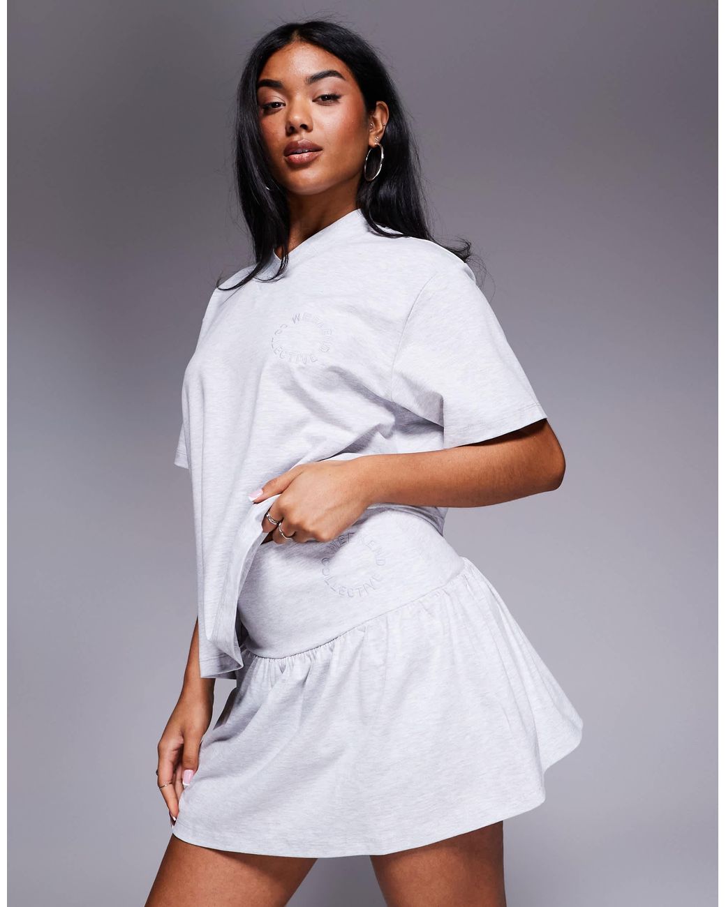 ASOS Weekend Collective Co-ord Skort With Embroidered Logo in White | Lyst
