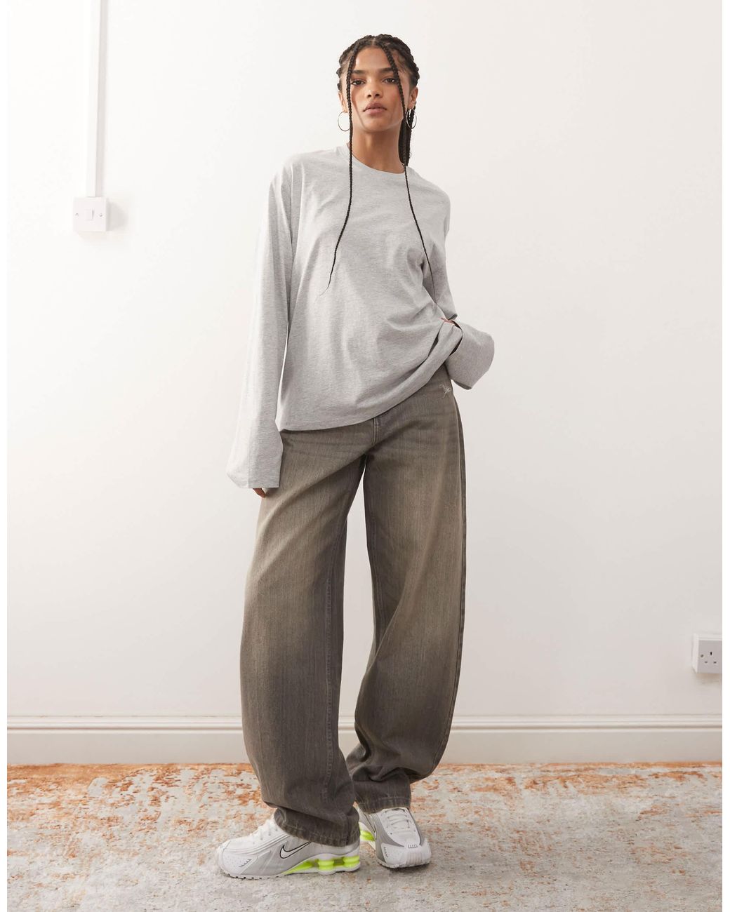 Weekday Oversized Boxy Fit Long Sleeve T-shirt in Natural | Lyst