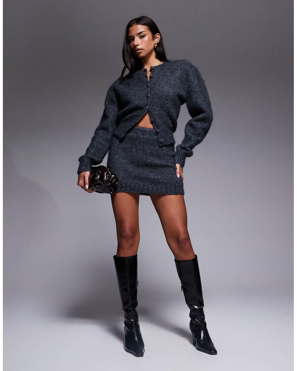 Wanderdoll Misty Contains Wool Sparkly Button Through Cardigan Co-ord ...