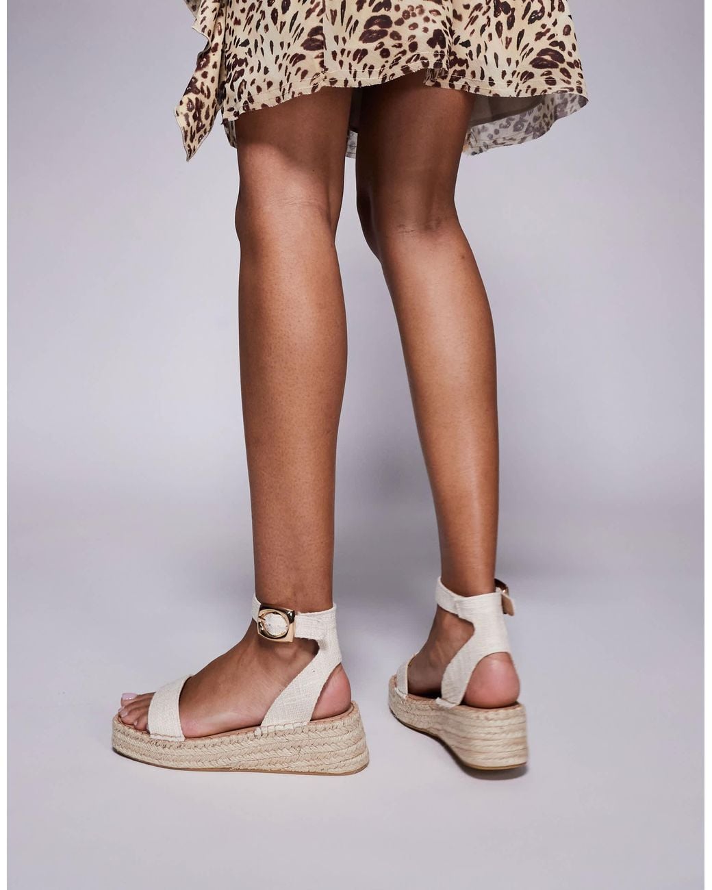 South Beach Linen Two Part Espadrille Sandals in White | Lyst